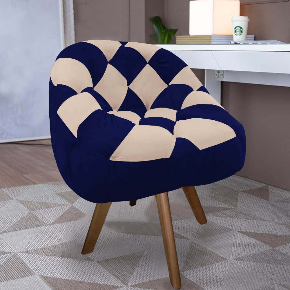 Poltrona Paloma Escritório Sala Giratória Madeira Suede Azul Marinho e ...