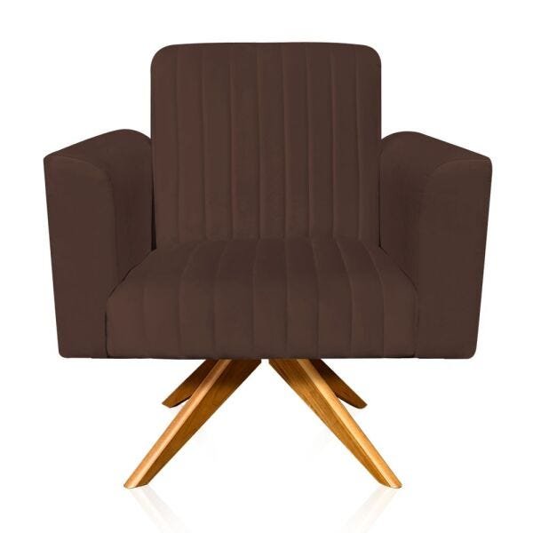Poltrona Giratória Viena Gomada Suede - D'Rossi - Marrom | MadeiraMadeira