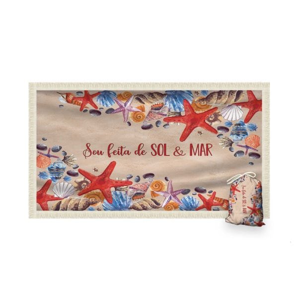 Toalha Canga saida de praia Retangular modelo Conchas Word | MadeiraMadeira