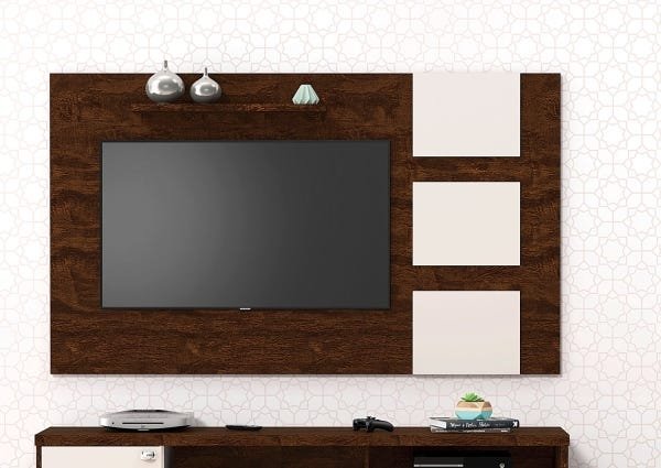 Painel para TV Atenas Noce e Off White | MadeiraMadeira