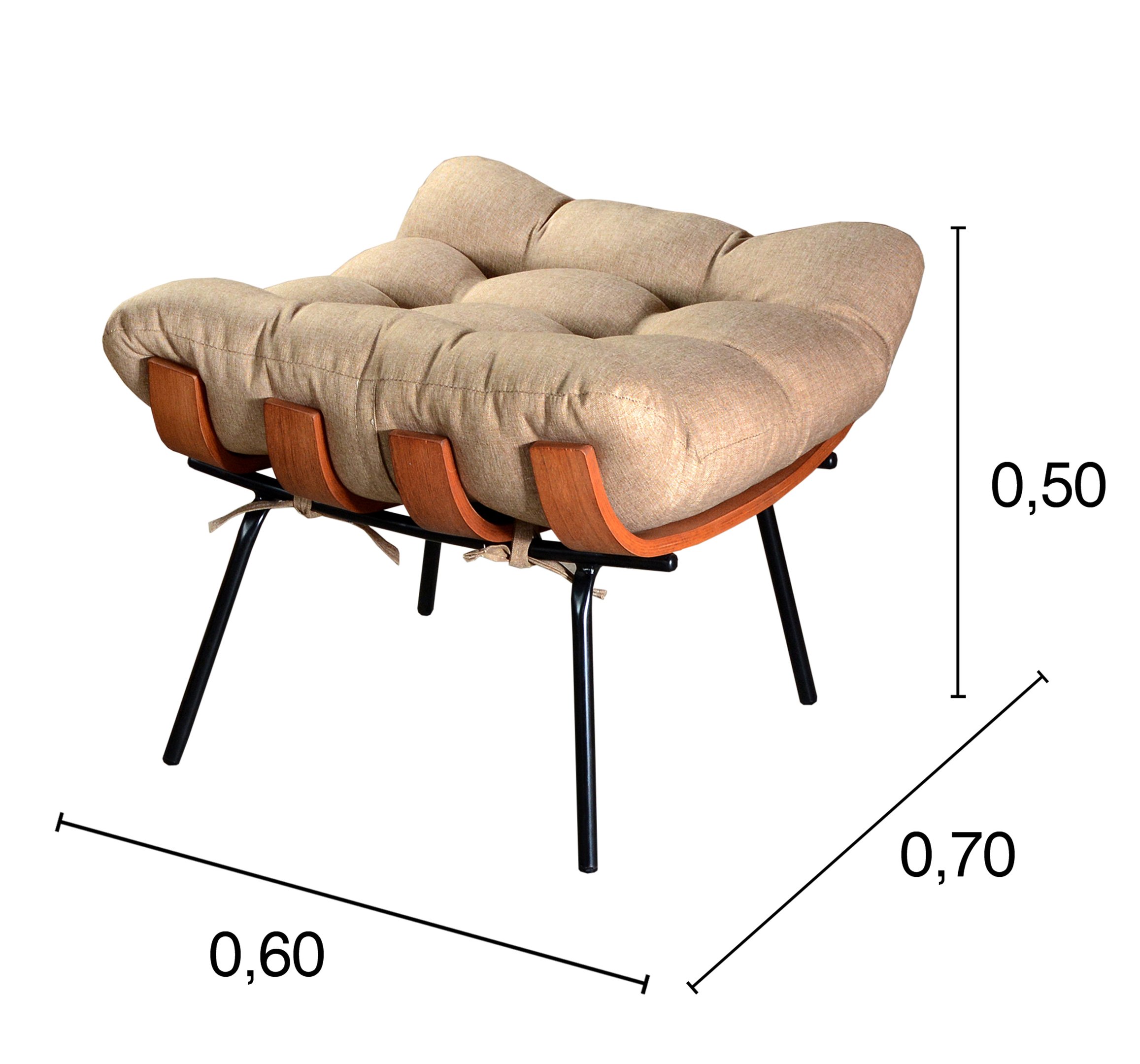 Puff Costela Base Fixa Para Sala De Estar, Quarto - Linho Marrom ...