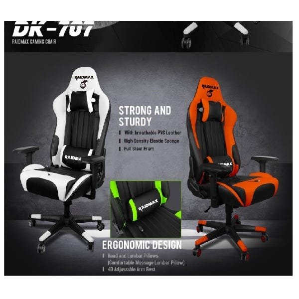 Cadeira Gamer com Massageador Drakon Dk-707Og Laranja-Raidmax | MadeiraMadeira