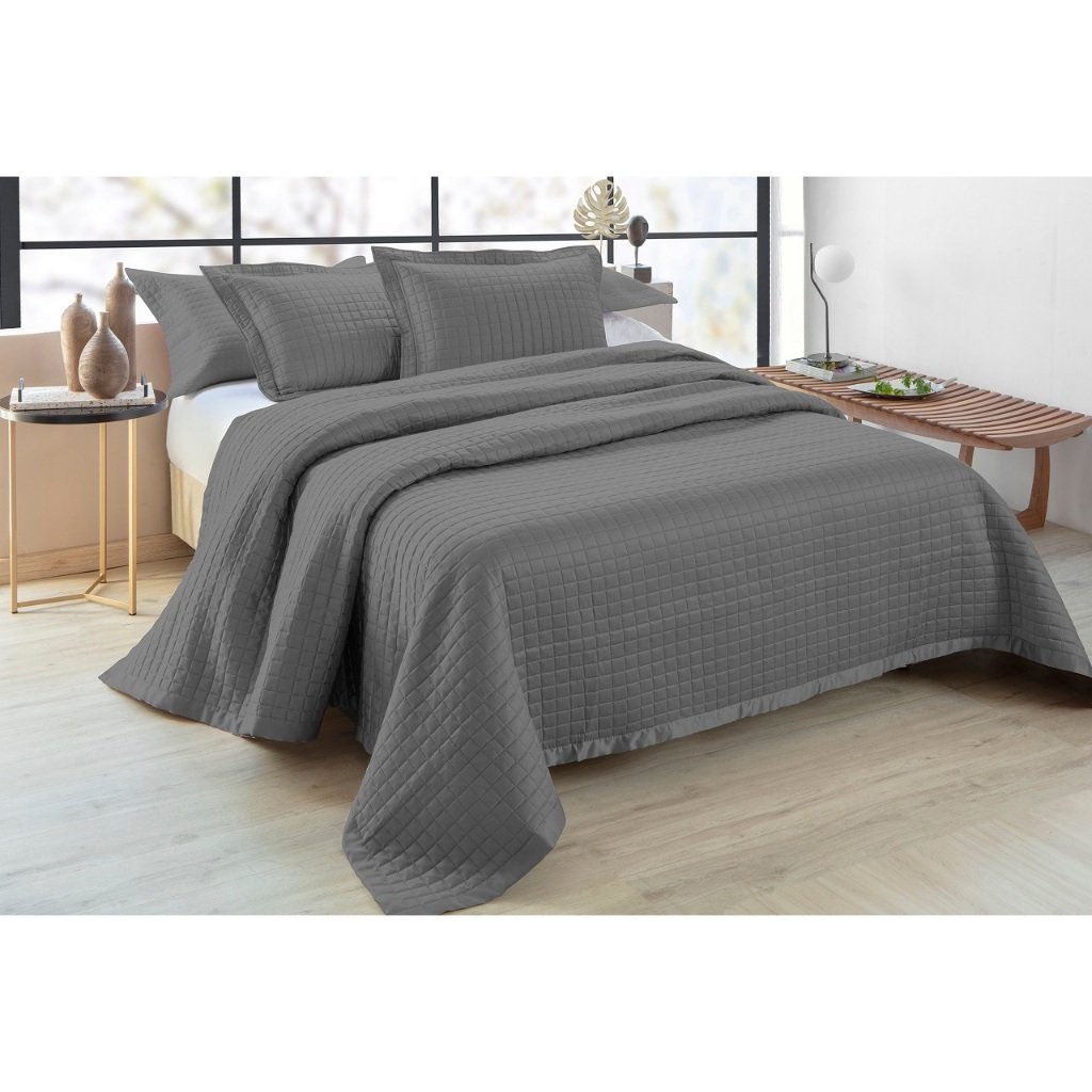 Kit Colcha King 3 Peças Melbourne:cinza Escuro | MadeiraMadeira