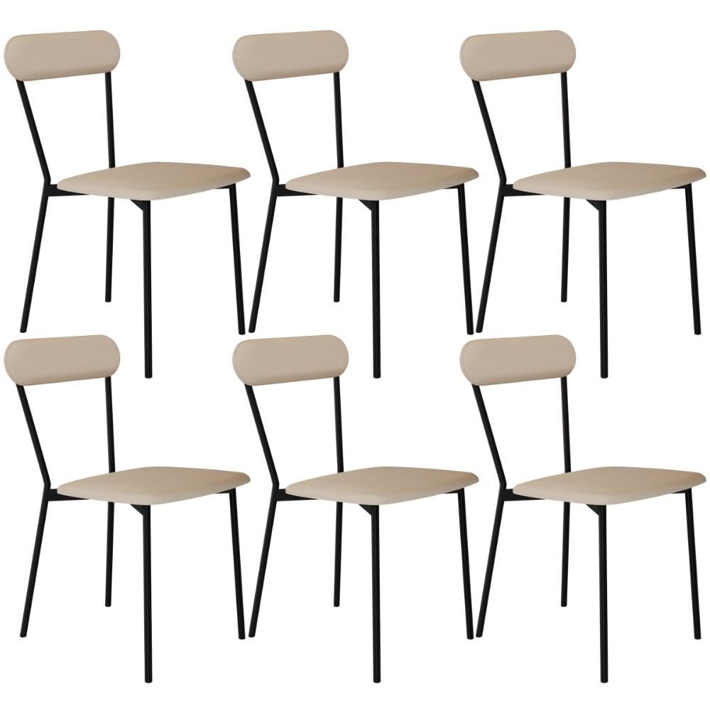 Kit 06 Cadeiras Estofada para Sala de Jantar Liora Preto C01 Linho ...