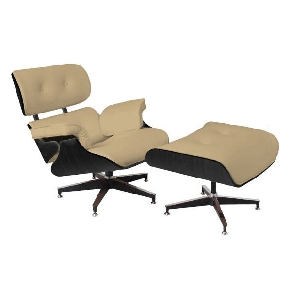 Poltrona Conjunto Charles Eames Preta Ecologico Bege | MadeiraMadeira