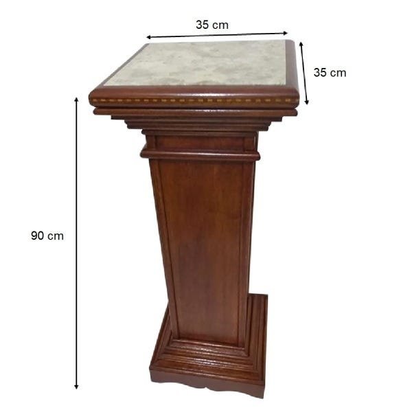 Coluna Clássica Madeira Macica Marchetado Marmore | MadeiraMadeira