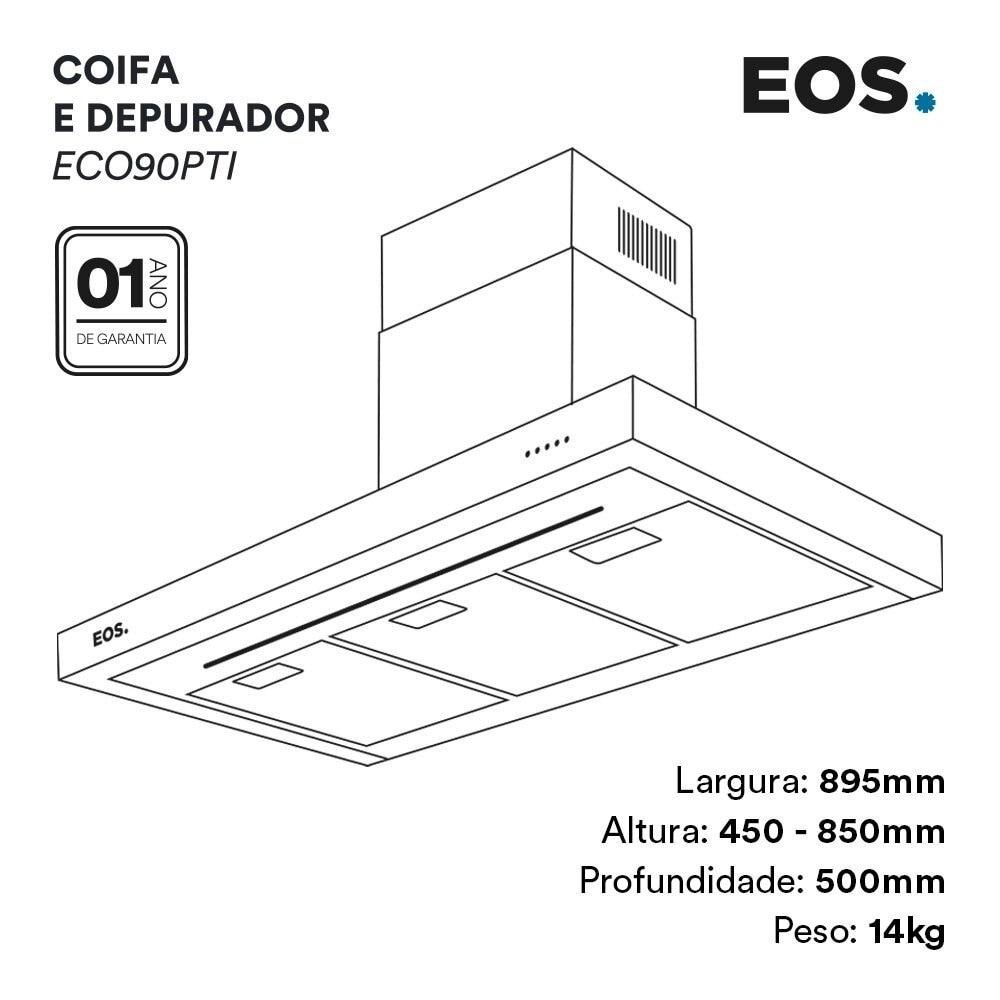 Coifa e Depurador de Parede EOS 90cm Inox ECO90PTI 220V | MadeiraMadeira