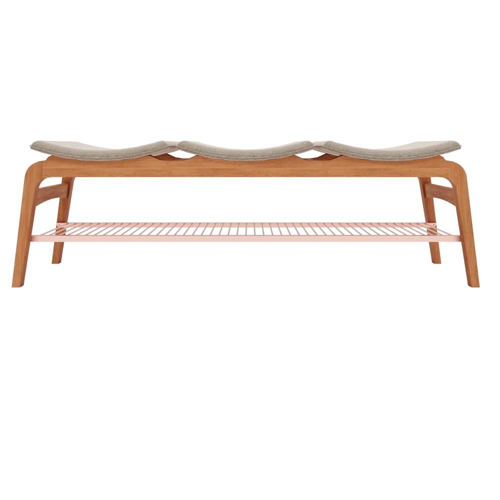 Banco Ricco 3 Lugares Madeira com Assento Estofado e Apoio Calçados ...