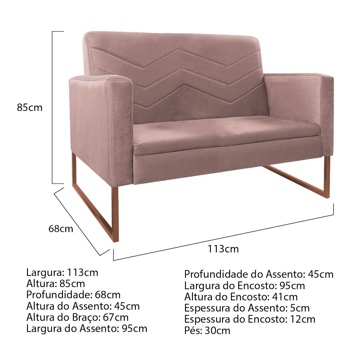 Kit Namoradeira e 01 Poltrona Bella Base de Ferro Bronze Linho - ADJ ...