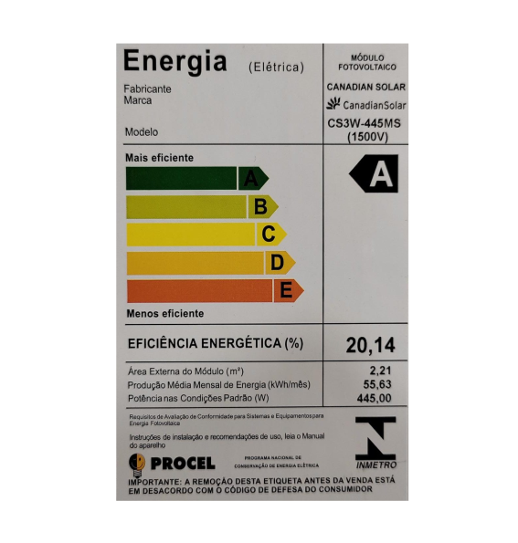 Painel Solar 445W Canadian - Mono Bi-Partida CS3W-445MS | MadeiraMadeira
