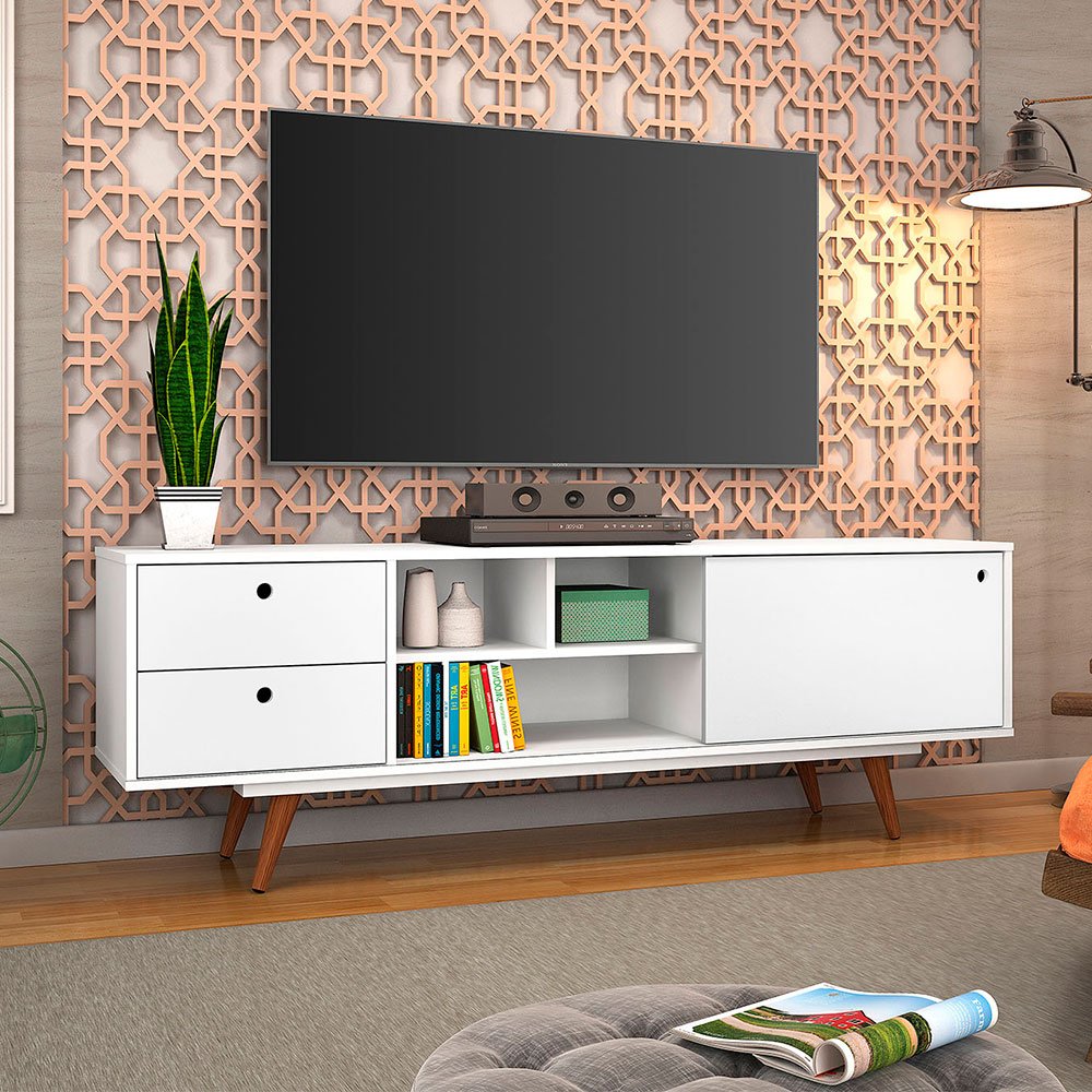 Rack TV até 60 polegadas Retro 85 Branco Mdf / Mdp 162cm Olivar ...