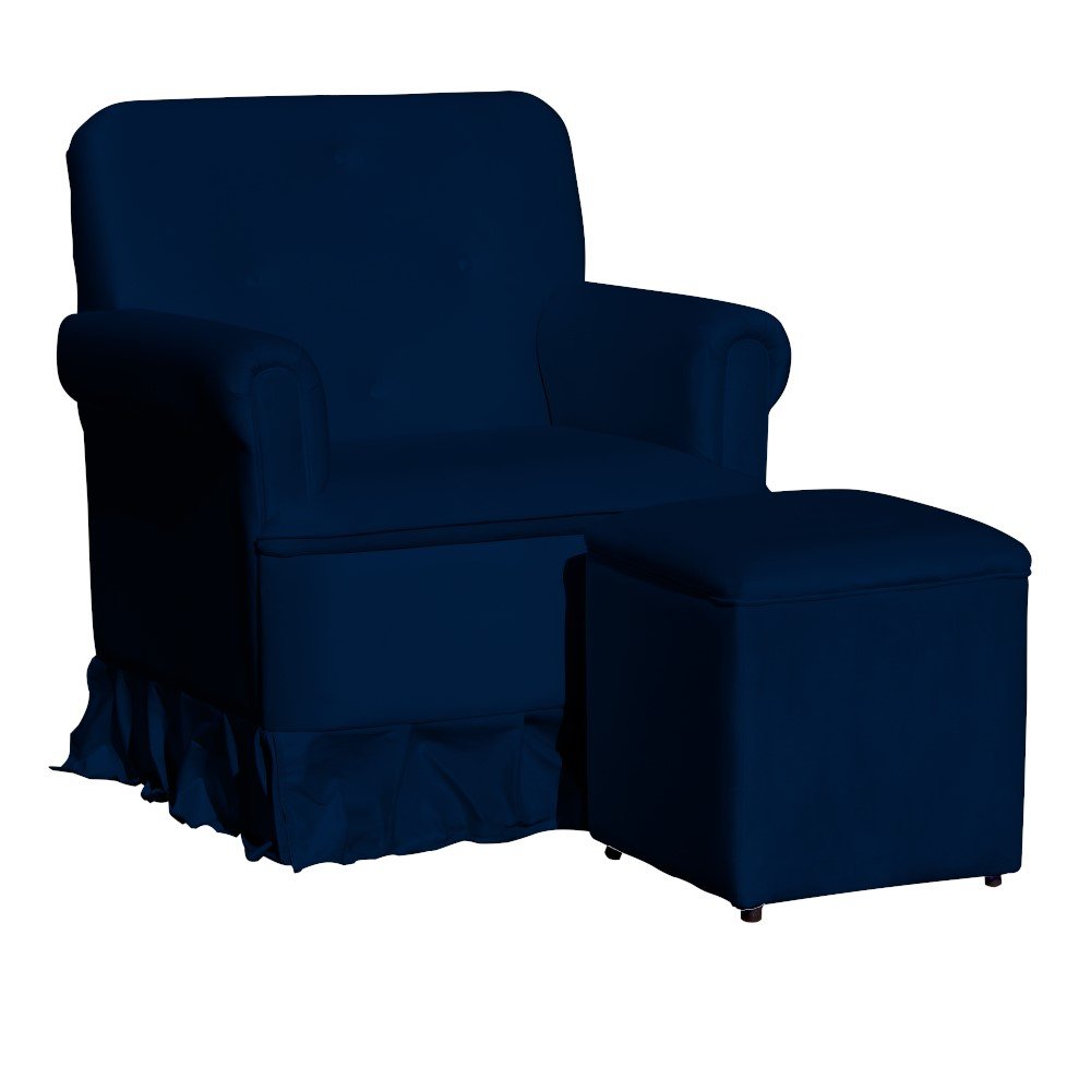 Poltrona Amamentação com Balanço + Puff Laura Veludo Azul Marinho ...