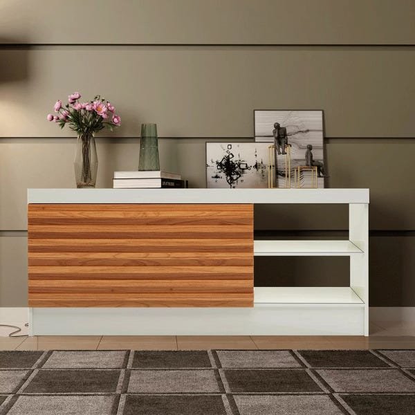 Rack para TV até 55 Polegadas Off White/Freijó - Dalla Costa ...