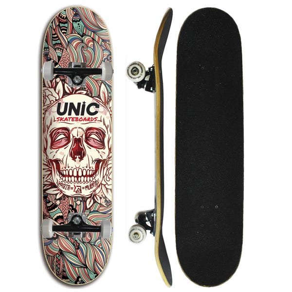 Skate Iniciante Completo Unic Skateboard - Caveira | MadeiraMadeira