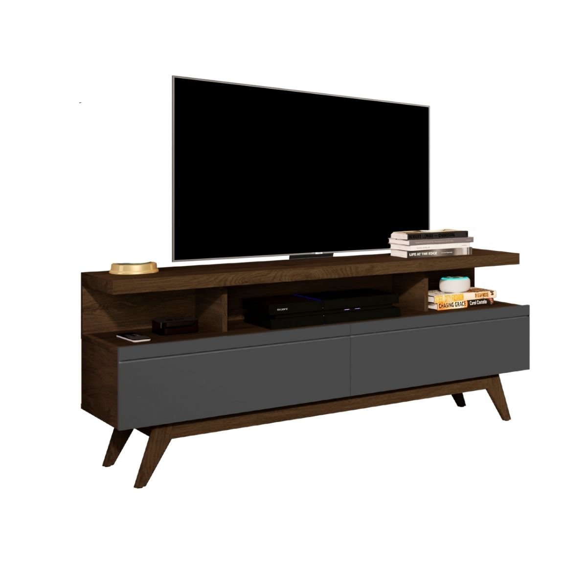 Rack para Sala Televisão até 50 Polegadas - Mod.2037:Cedro/Cinza ...