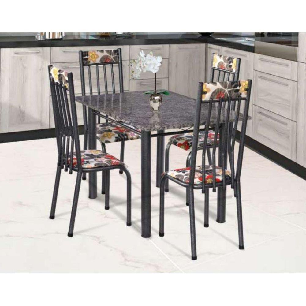 Conjunto Mesa Retangular Para Cozinha Tubular Com 4 Cadeiras ...