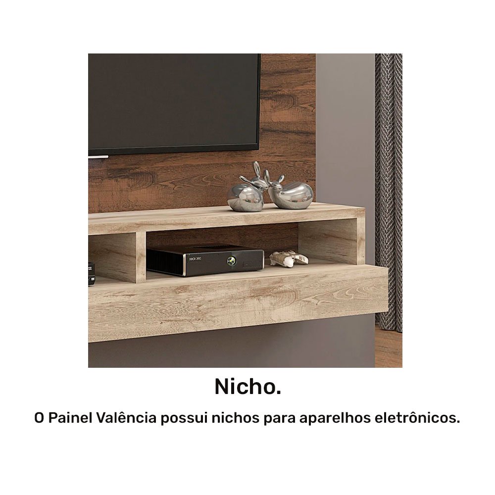 Painel para TV até 50 Polegadas com Prateleira de Vidro Valência ...