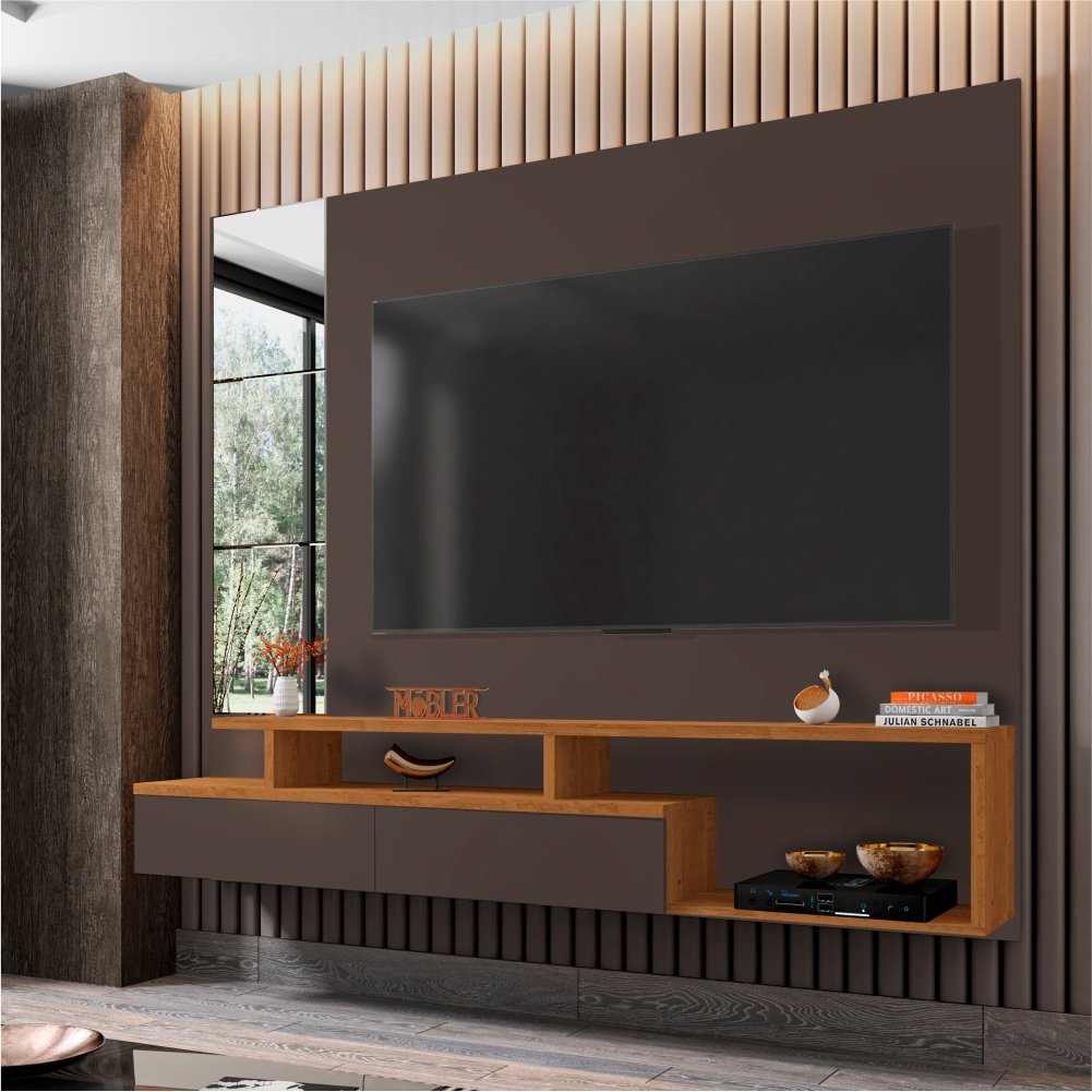 Painel Suspenso Para TV De Até 58" Venice Cinza Rég Naturale ...