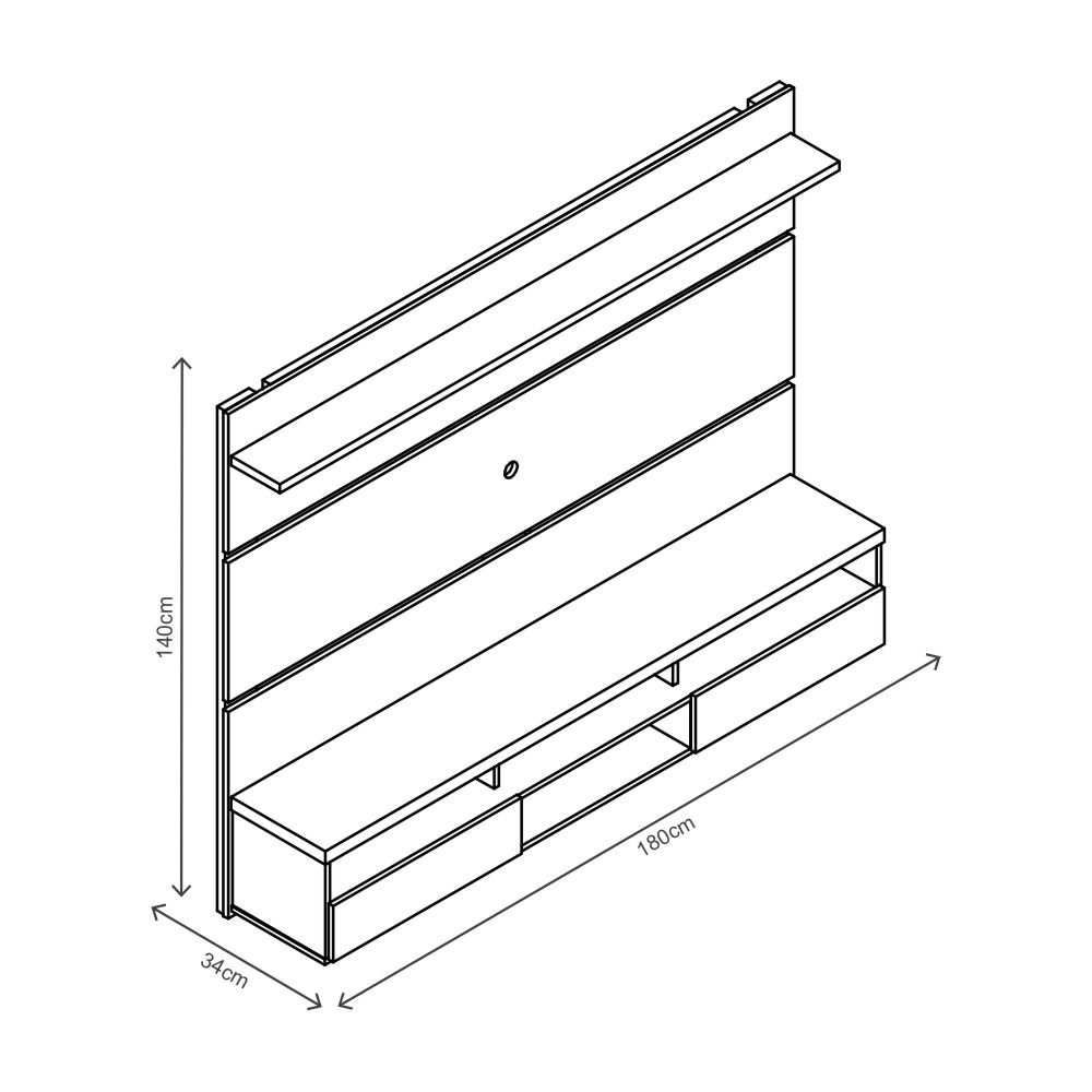 Painel para TV até 72 Polegadas Antares Carvalho | MadeiraMadeira