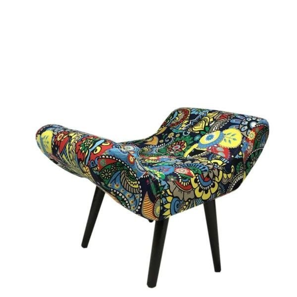 Poltrona e Puff Elegance Pé Palito Romero Britto Ii | MadeiraMadeira