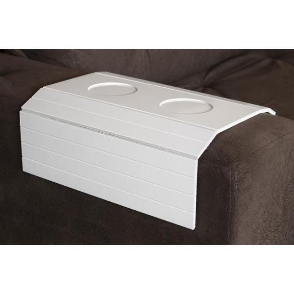 Kit 2 Bandejas Laqueada Porta Copos Para Braço de Sofá Branco ...