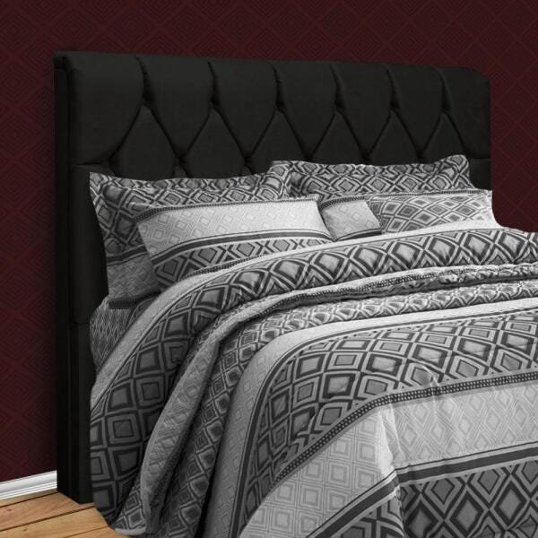 Cabeceira King Size com capitonê para cama box sued liso Paris Preto ...