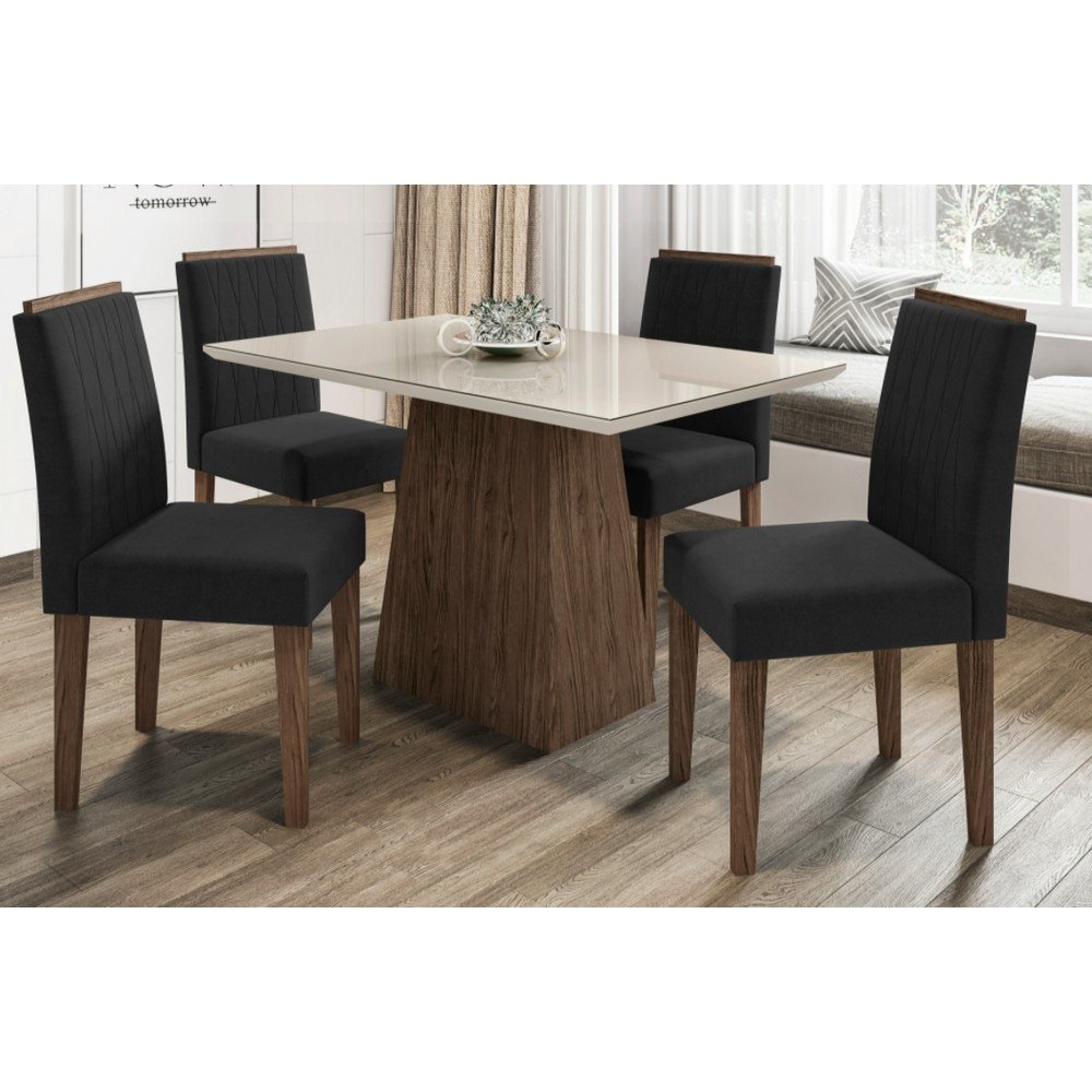 Conjunto Mesa Jasmin 1,20M com 4 Cadeiras Ana New Ceval | MadeiraMadeira