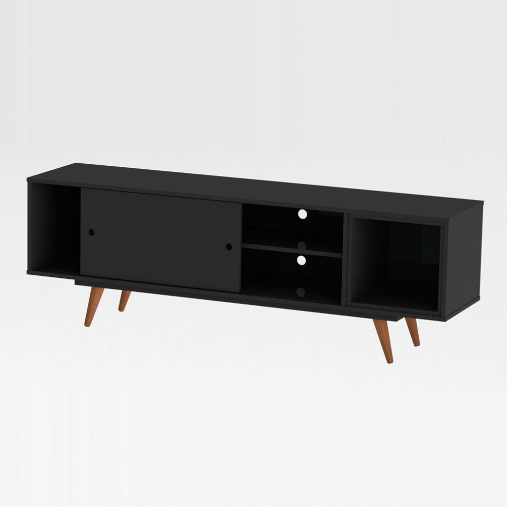 Bancada Rack TV até 60 polegadas Retro 50 Preto Ac | MadeiraMadeira