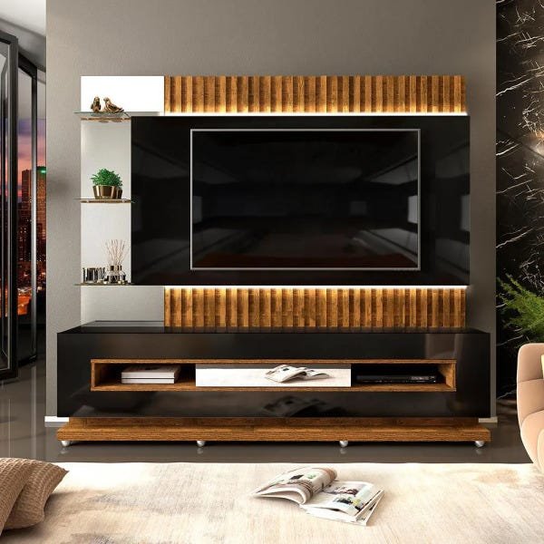 Home Moderno para TV até 60 Polegadas Ripado com LED 100% MDF Lumus ...