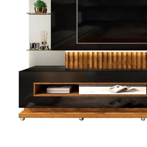 Home Moderno para TV até 60 Polegadas Ripado com LED 100% MDF Lumus ...