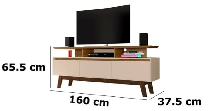 Rack para Tv até 60 Polegadas Rubi Off White/cinamomo | MadeiraMadeira