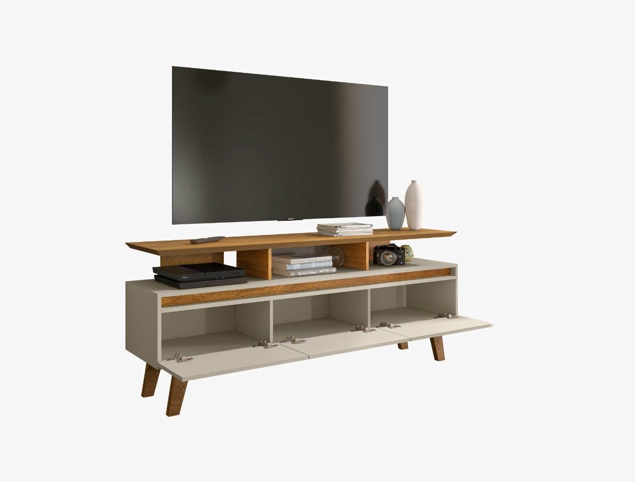 Rack para Tv até 60 Polegadas Rubi Off White/cinamomo | MadeiraMadeira