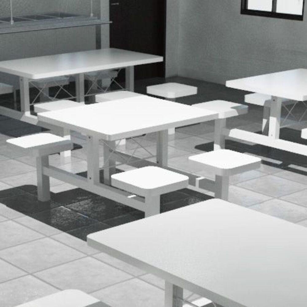 MESA REFEITORIO 4 LUGARES BANCO ACOPLADO EM AÇO LANCHONETE CANTINA ...