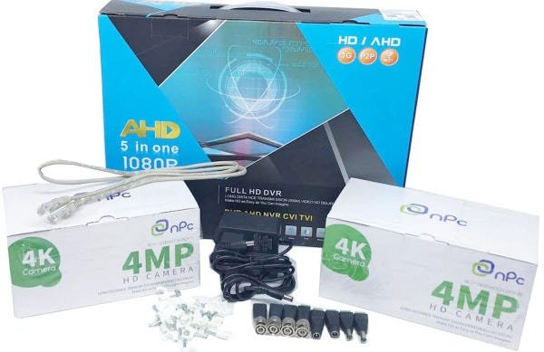 Kit 4 Câmeras de Segurança + DVR com 4 Entradas Npc HD 4K - Kit Câmeras ...