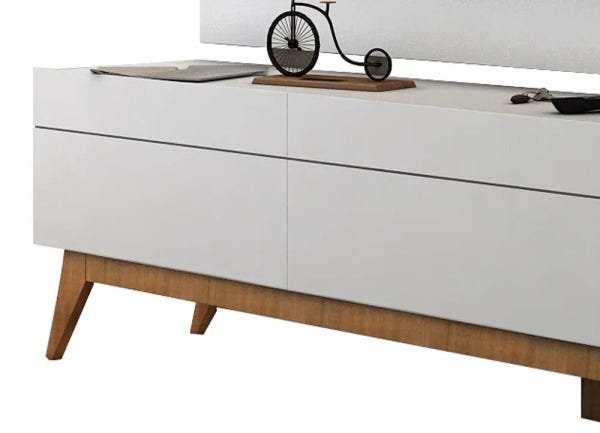 Rack com Painel para TV até 55 Polegadas Branco Classic 3 Gavetas 180cm ...