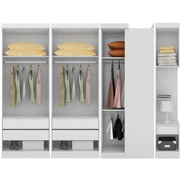 Quarto De Casal Modulado 07 Peças Modena Branco Demobile | MadeiraMadeira