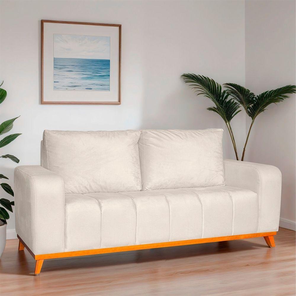 Sofá 3 Lugares Memphis Ultra Conforto em Madeira Maciça e Suede Rose ...