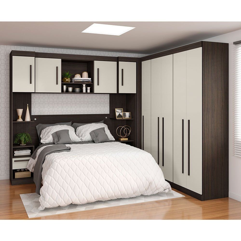 Quarto Modulado Casal de Canto 9 Portas 4 Gavetas Com Ponte de 1,50m ...
