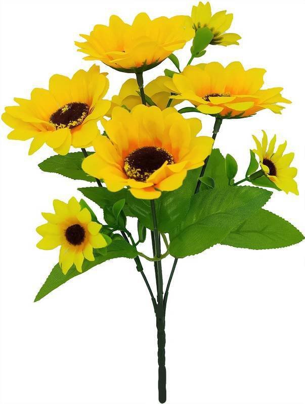 Buquê Mini Girassol C/5 Flores 28cm Artificiais Kit 4 Un. | MadeiraMadeira
