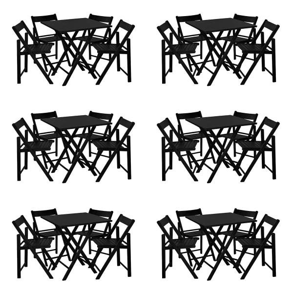 Kit 6 Jogos De Mesa Dobravel Com 4 Cadeiras De Madeira Ideal Para Bar E Restaurante Classic ...