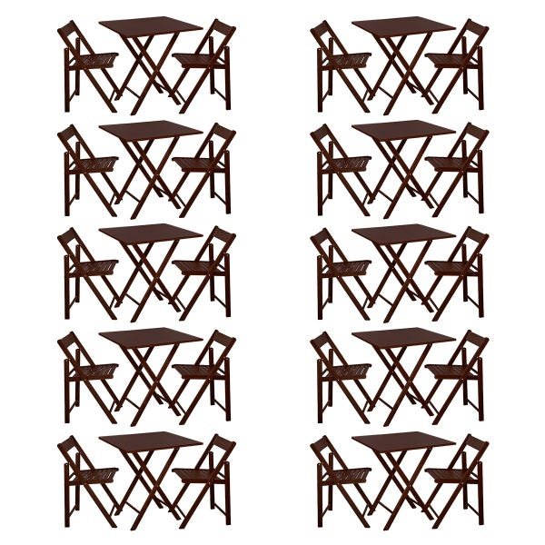Kit 10 Jogos de Mesa com 2 Cadeiras Dobrável de Madeira Classic Beer Tabaco - Une Móveis ...
