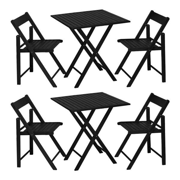 Kit 2 Jogos de Mesa com 2 Cadeiras Dobrável de Madeira Flexo Gourmet Preto - Une Móveis ...
