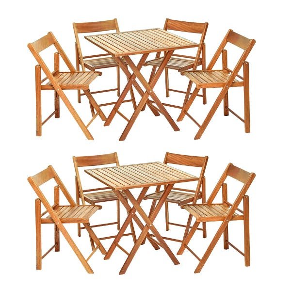 Kit 2 Jogos de Mesa Dobrável com 4 Cadeiras de Madeira Ideal para Bar e Restaurante Gourmet ...