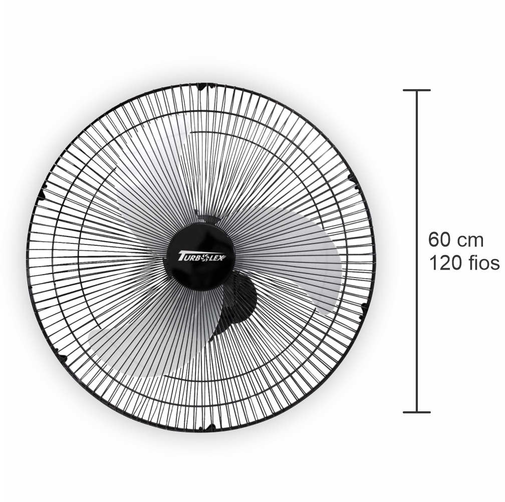 Ventilador de Parede Preto 60cm 220w Bivolt 120 fios | MadeiraMadeira