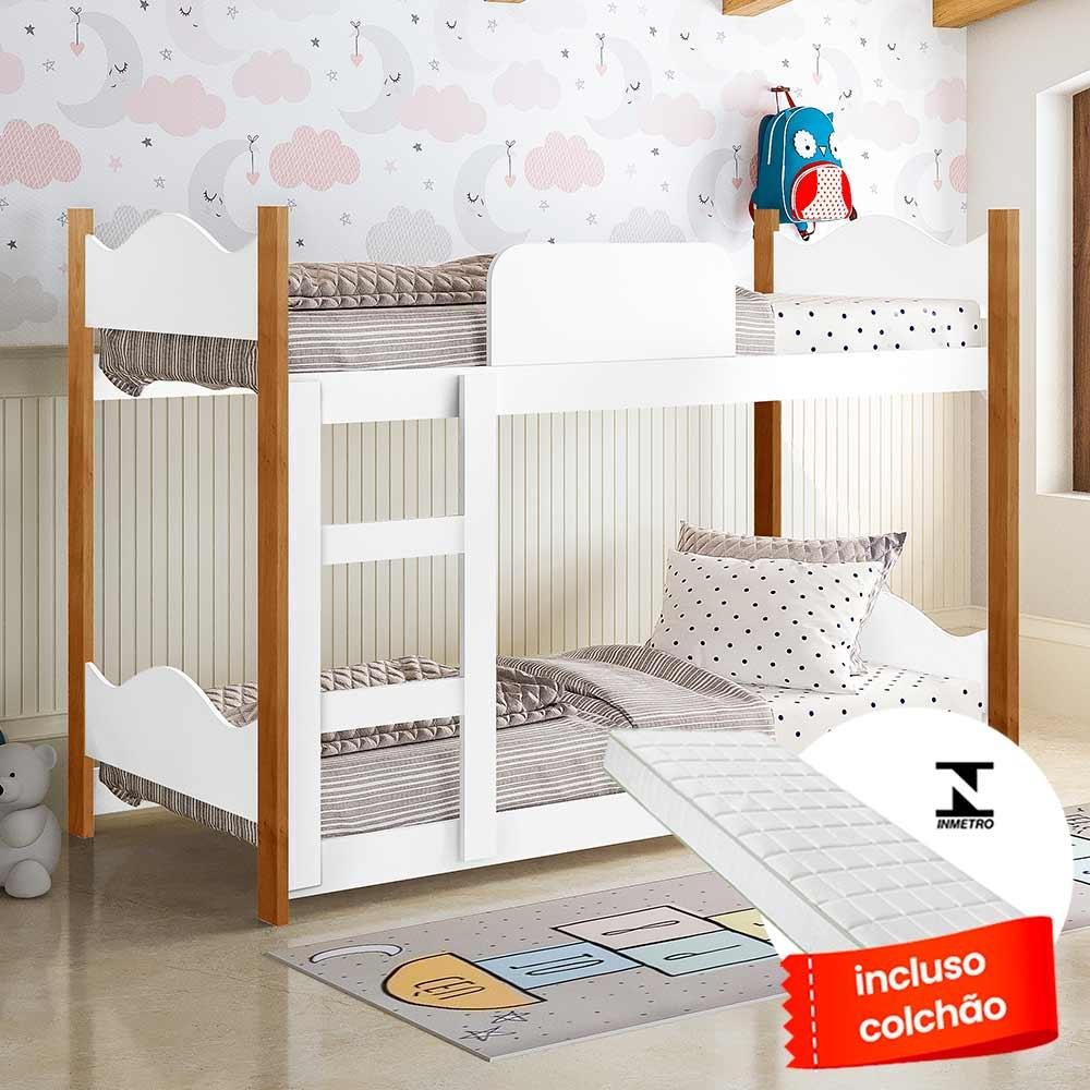 Beliche Infantil Montessoriana Branca Com 2 Colchões Encanto Gabrielli ...