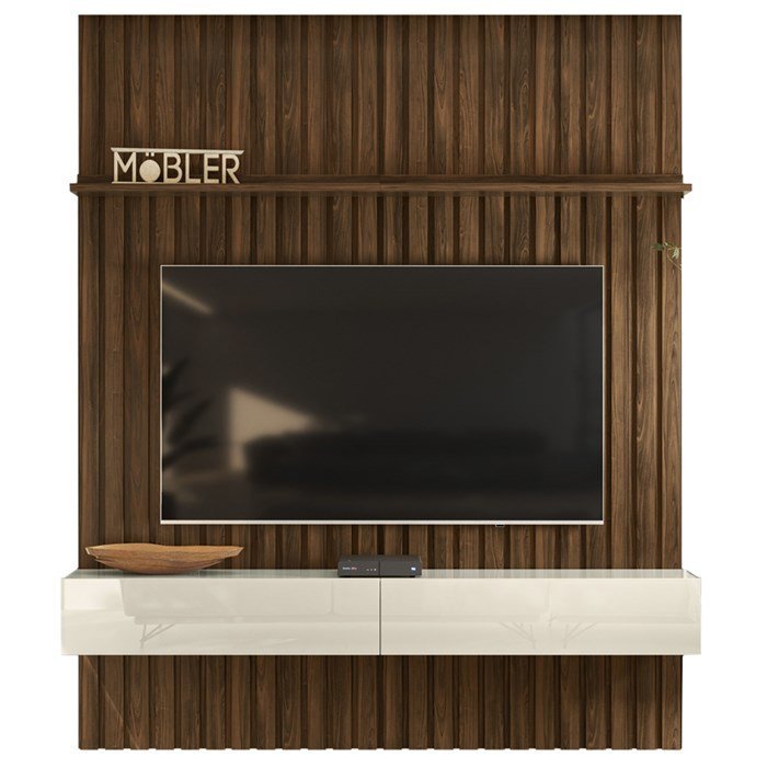 Painel Ripado Placa TV 80 Projetta 218x200 Palisandro Off White MBL ...