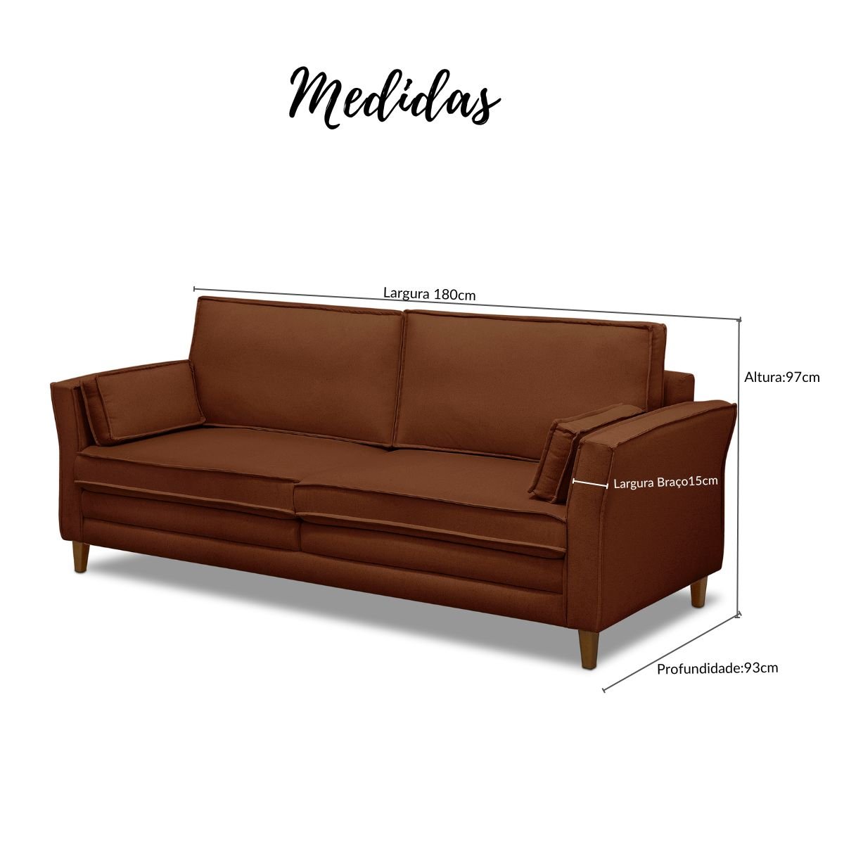 Sofá 2 Lugares Living 180 cm Martin - Terracota | MadeiraMadeira