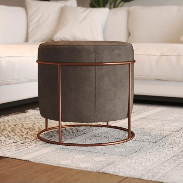 Puff Redondo Madrid Cobre New Green | MadeiraMadeira