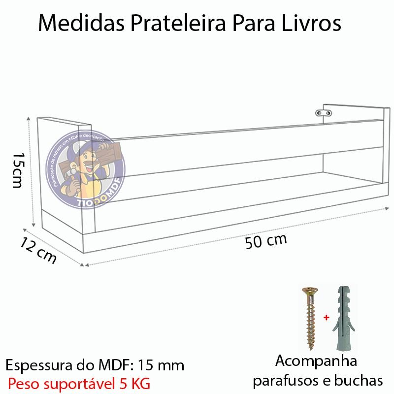 Kit 3 Prateleira 50cm Imbuia Livro Revista Infantil Parede | MadeiraMadeira