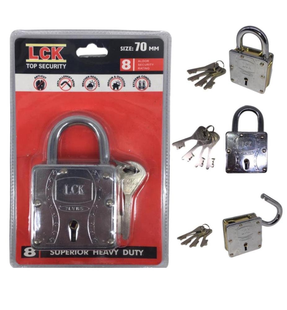 Cadeado Inviolavel 70mm Grande Profissional Chave Frontal Anti Quebra ...